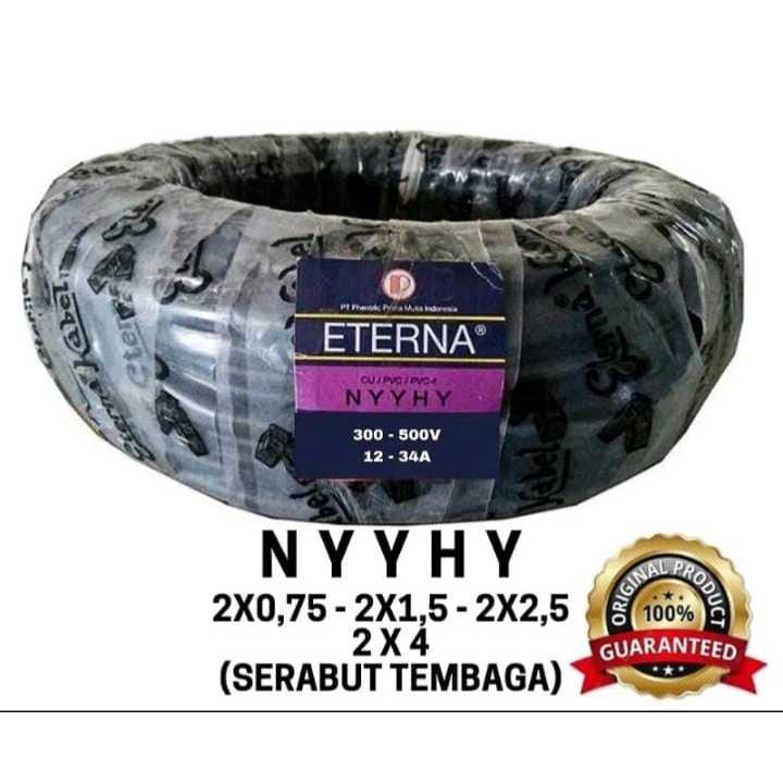 Jual ETERNA KABEL NYYHY 2x0,75 - 2x1,5 - 2x2,5 - 2x4 ECERAN/METER KABEL LISTRIK HITAM TEMBAGA ...