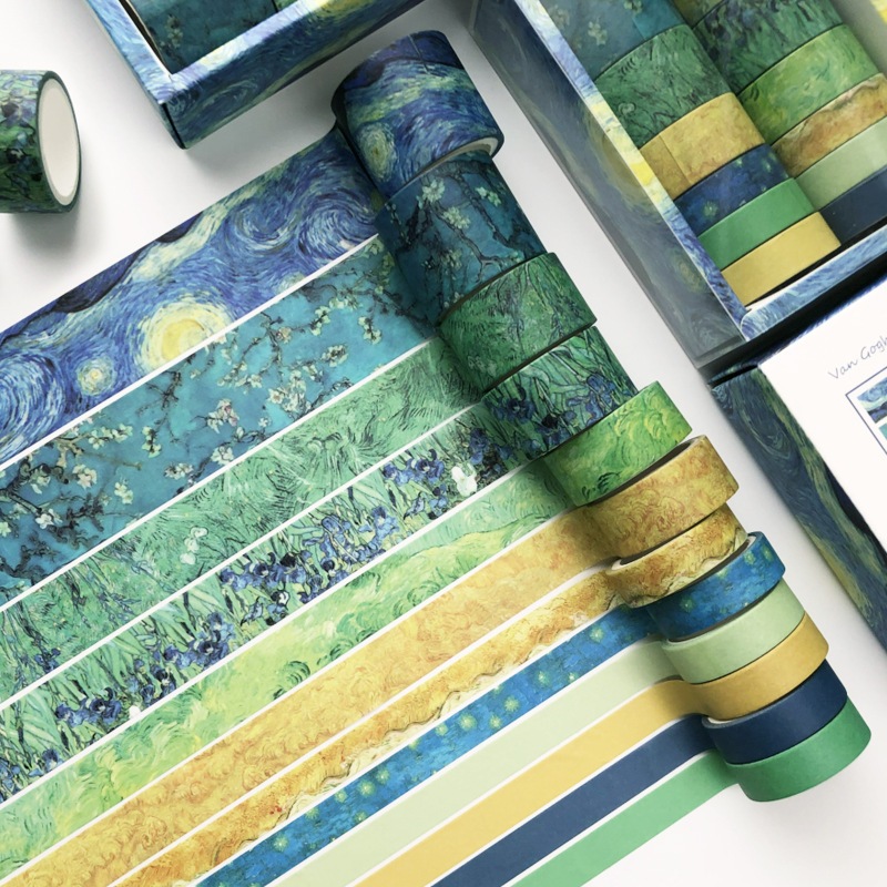 Jual (READY) 12 ROLL WASHI TAPE VAN GOGH | vintage selotip kertas emas ...