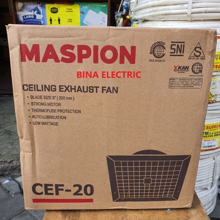 Jual CEILING EXHAUST FAN MASPION CEF-20 / EXHAUST FAN PLAFON PENGHISAP ...