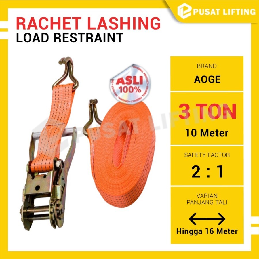 Jual Ratchet Tie Down 3 Ton 10 Meter 2 inch Track Belt Tali Rachet ...
