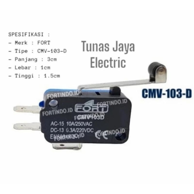 Jual Micro Switch CMV-103-D Saklar Sensor Limit Switch (Roda Panjang) FORT | Shopee Indonesia