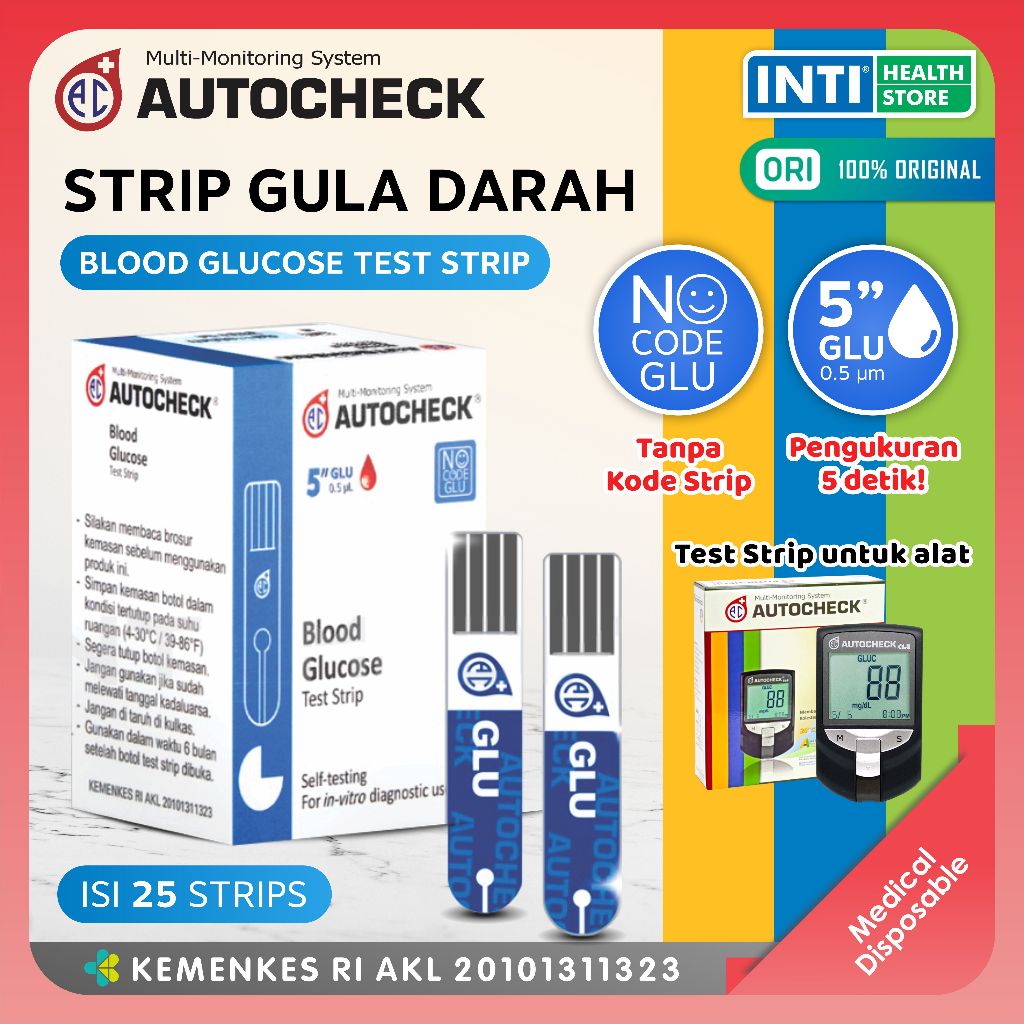 Jual AUTOCHECK | Strip Pengecekan / Strip AUTOCHECK Gula Isi 25 Strip ...