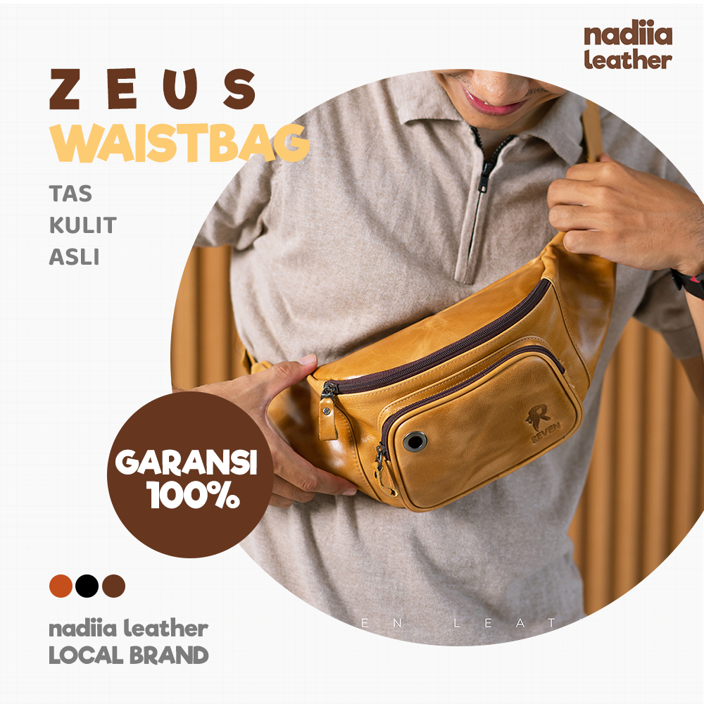Jual Tas Pinggang Pria Kulit Asli Waist Bag Anti Air Reven Zeus Bag ...