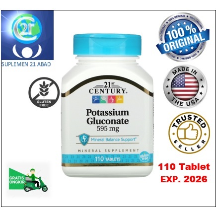 Jual 21st Century Kalium glukonat/Potassium gluconate 595mg membantu ...