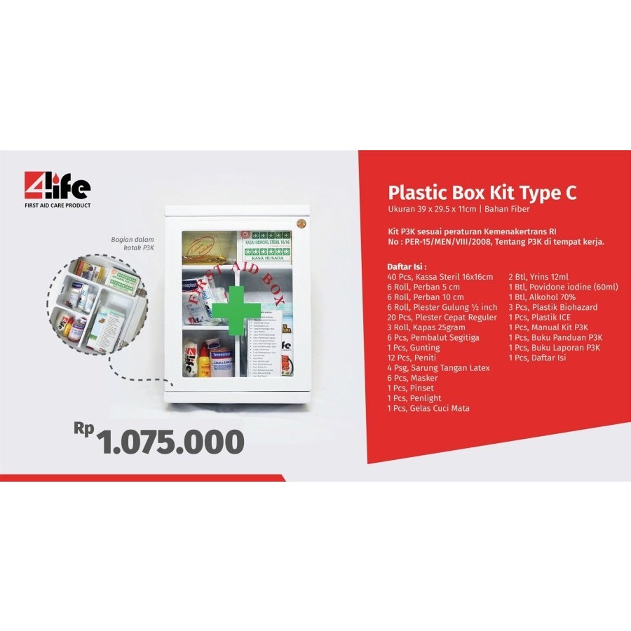Jual Kotak P3K Dinding / Box P3K Plastik Tipe C / Sesuai kemenaker ...