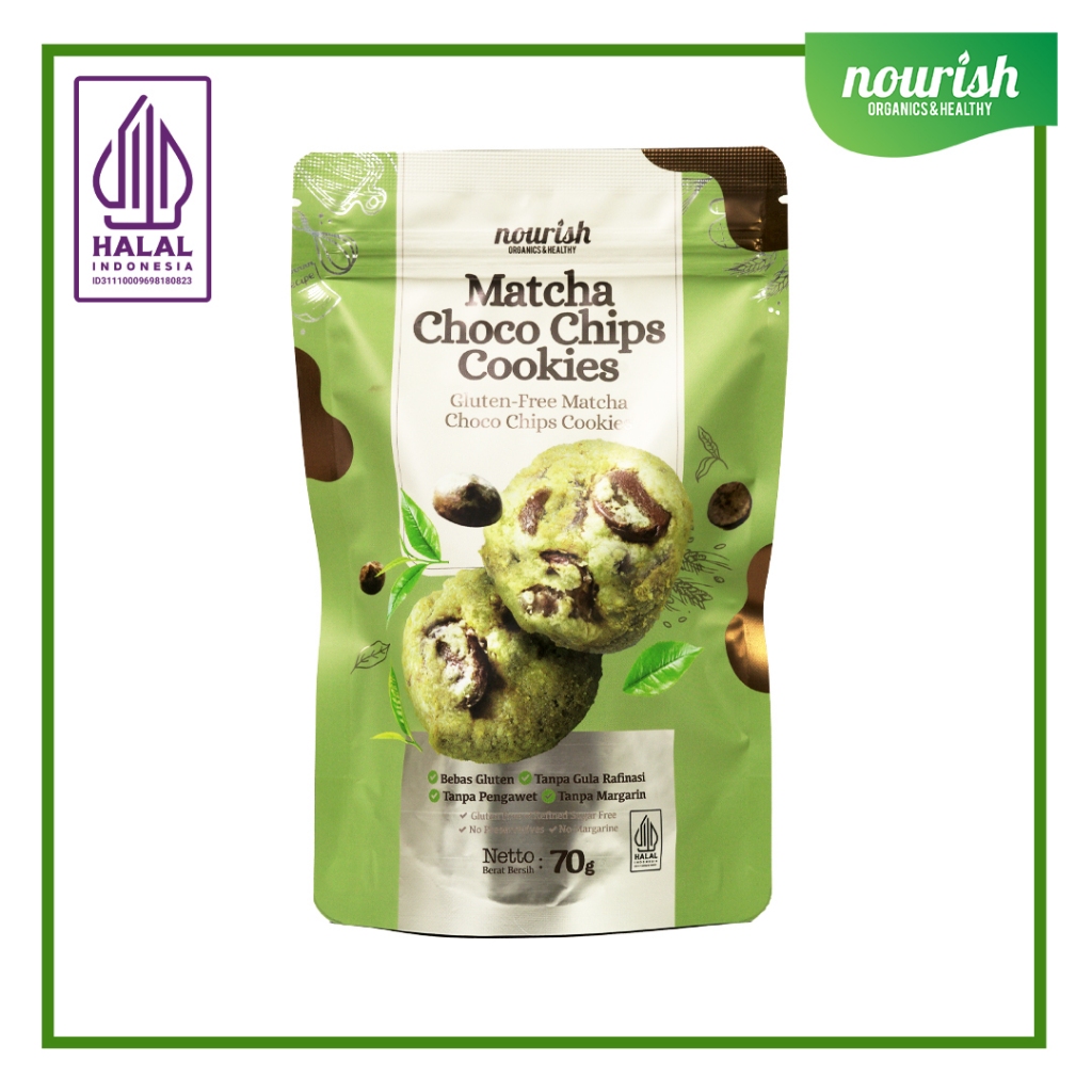 Jual Matcha Choco Chips Cookies - Gluten Free Matcha Cookies 70gr ...