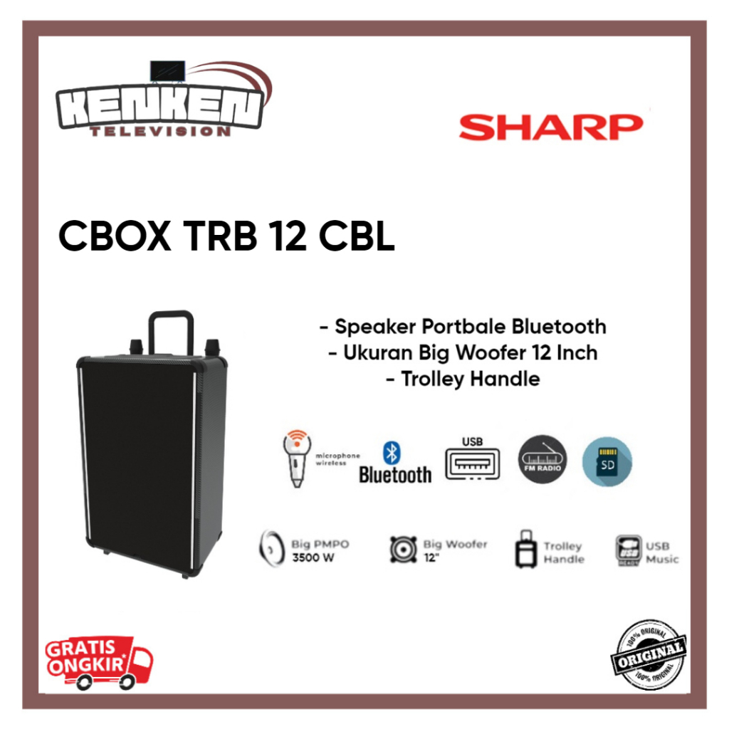 Jual Speaker Portable Bluetooth Karaoke Sharp CBOX-TRB-CBL Speaker ...