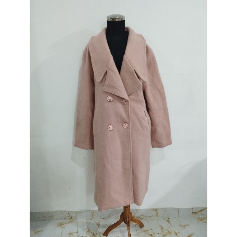 Jual Long coat wool Winter baby pink Jumbo | Shopee Indonesia