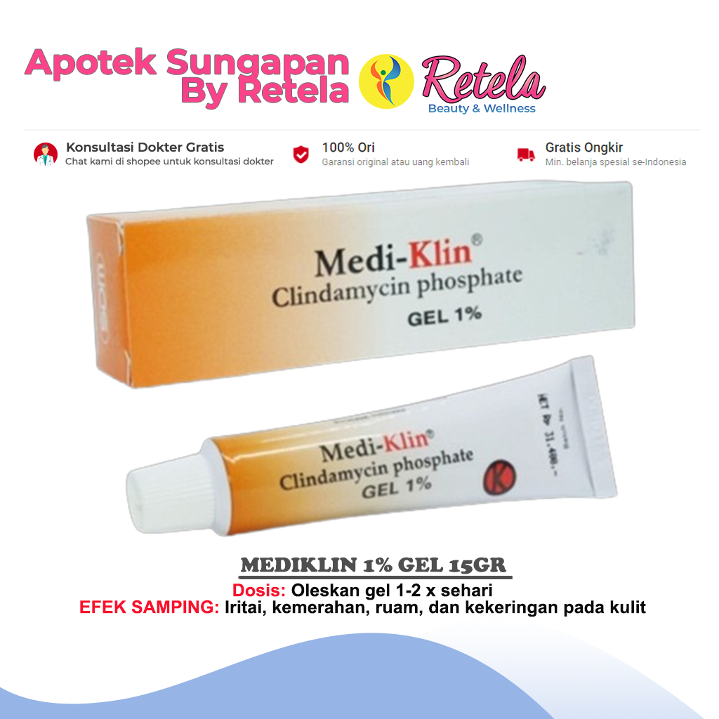 Jual MEDIKLIN 1% GEL 15GR | Shopee Indonesia