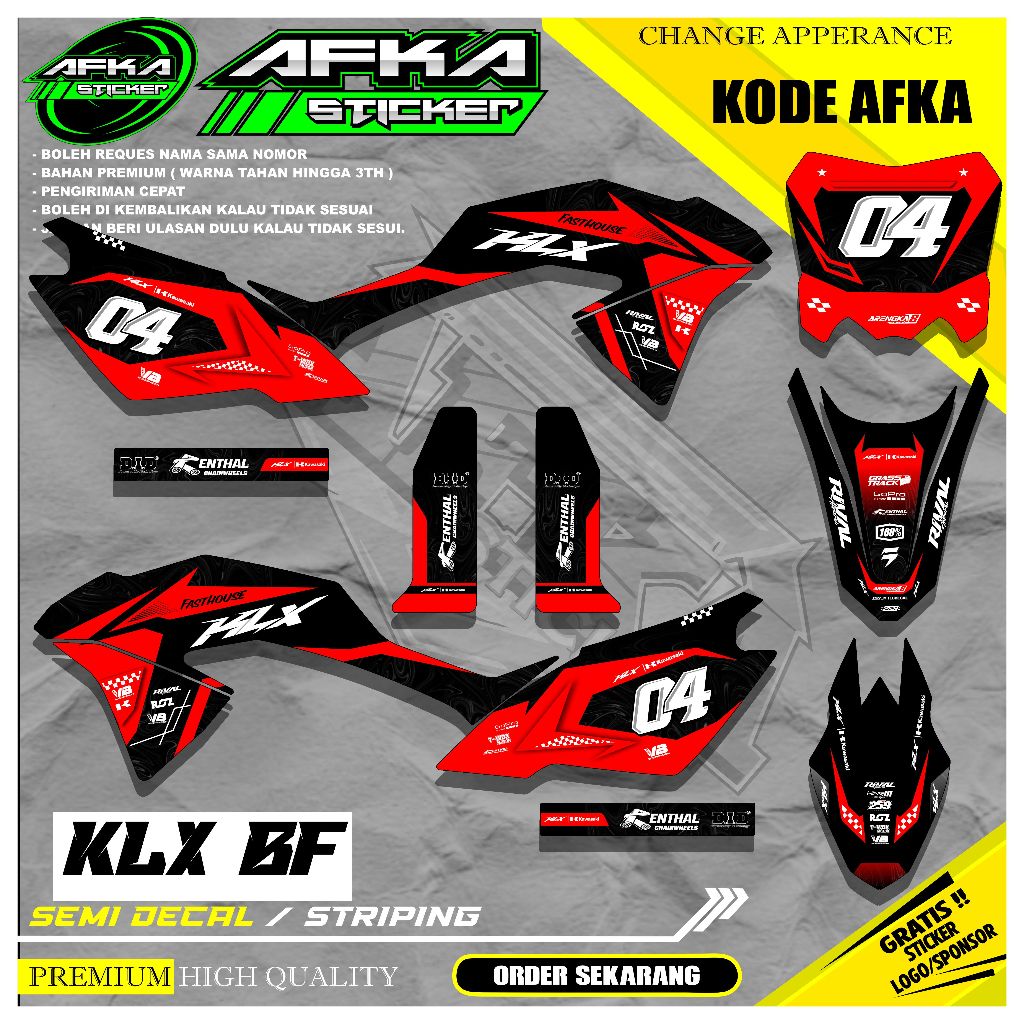 Jual Striping Decal Sticker Variasi Motor Kawasaki KLX BF, SE-Motif ...
