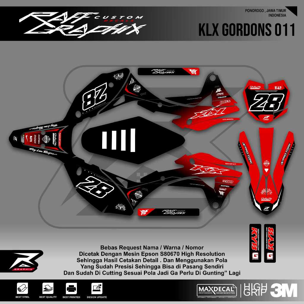 Jual DECAL KLX GORDONS 011 / DECAL KLX GORDONS ENDURO SUPERMOTO KEREN ...
