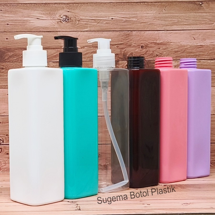 Jual Botol Pump 500ml Kotak Putih Pet Plastik Tebal / Botol Pump Lotion 500 Ml Model Kotak ...
