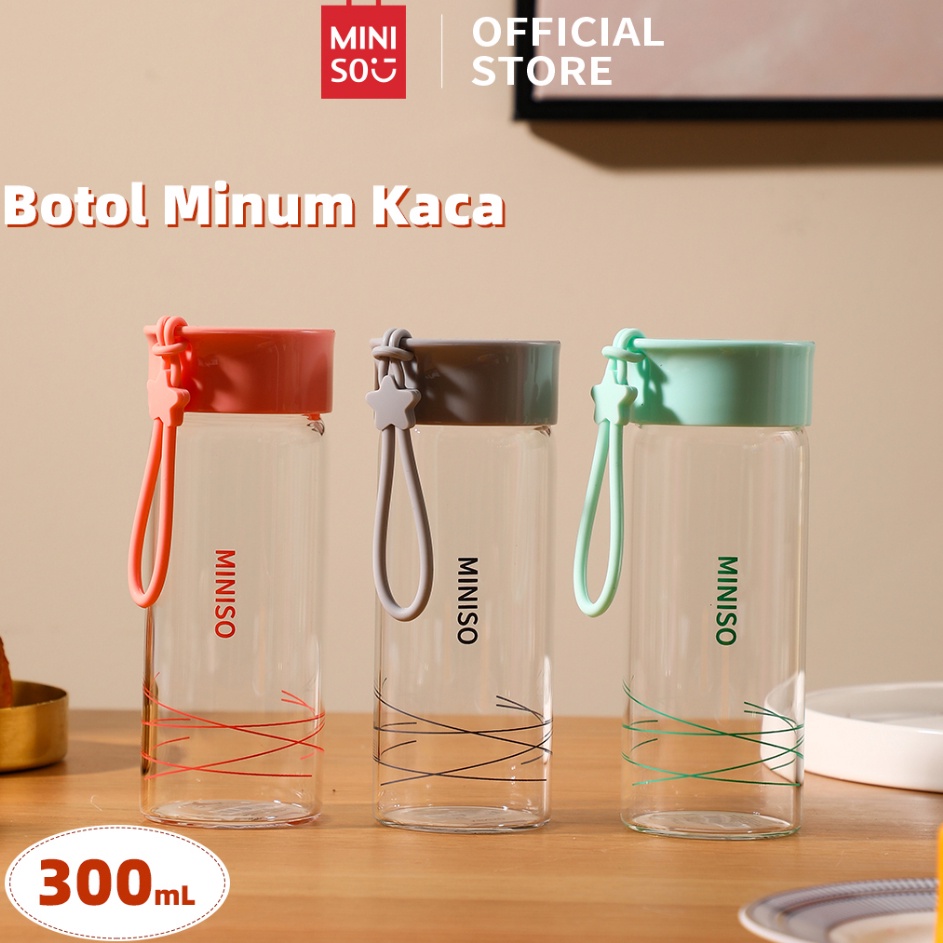 Jual modelTipe VLF685 MINISO - Botol Minum Kaca 300ml Botol Air Minum ...