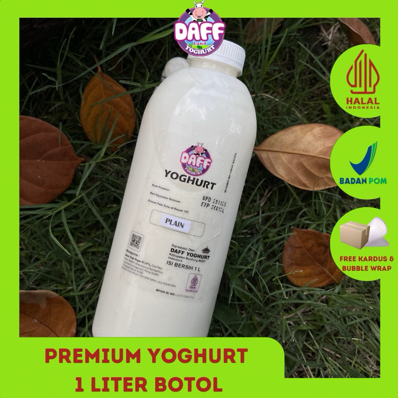 Jual (BPOM) YOGHURT PLAIN HALAL 1 LITER BOTOL | HOMEMADE BY DAFF ...