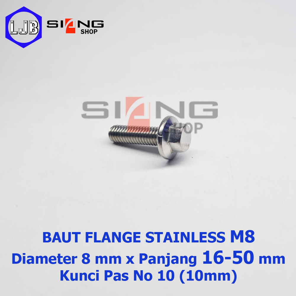 Jual Baut Flange Stainless M8 Panjang 16 sd 50mm | Shopee Indonesia
