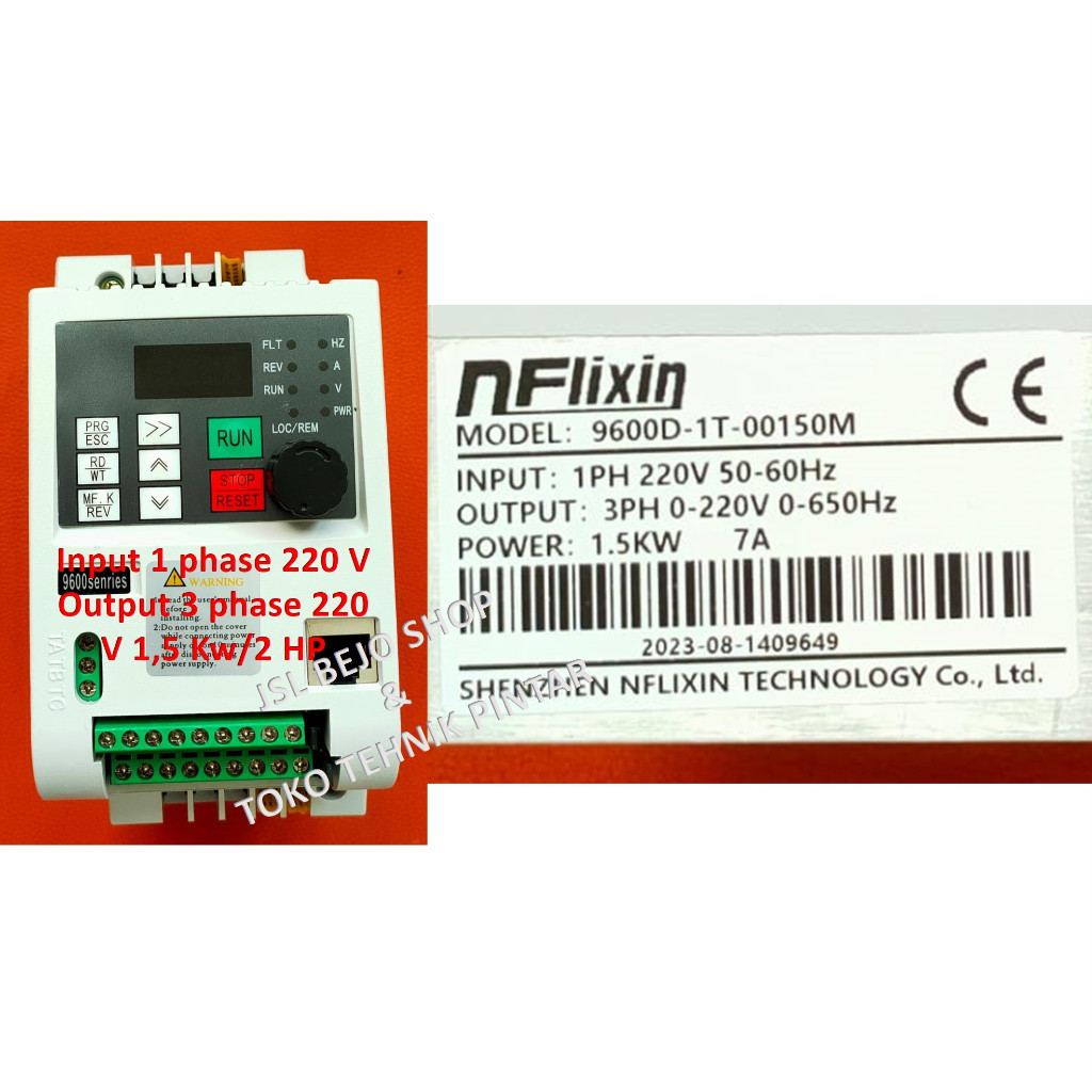 Jual VFD Inverter 9600D NFLIXIN input 1 phase 220V Output 3 Phase 0 ...