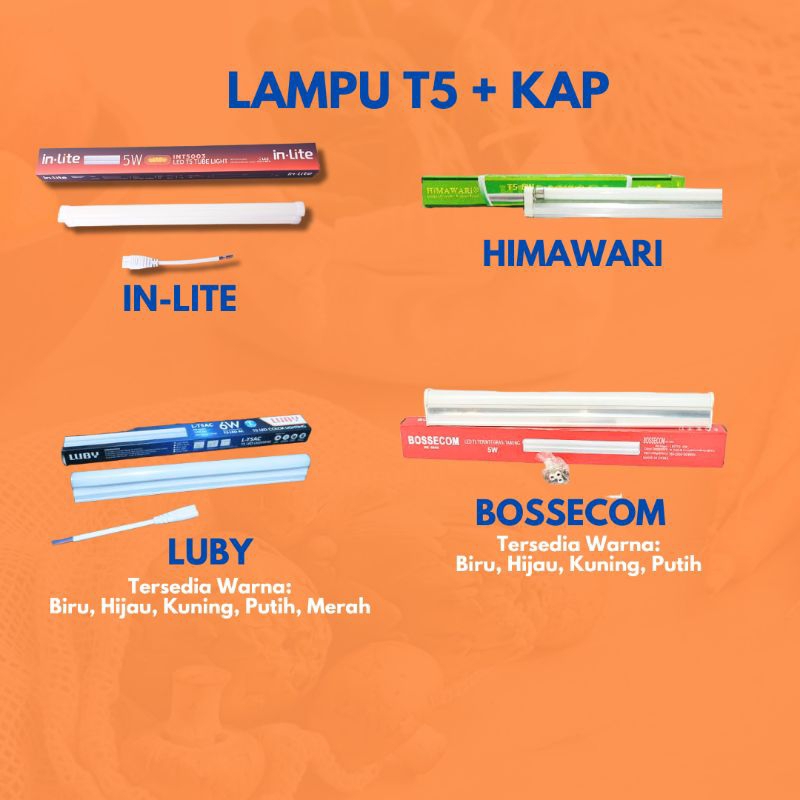 Jual Lampu T5 + Kap Inlite Himawari Luby Bossecom | Shopee Indonesia