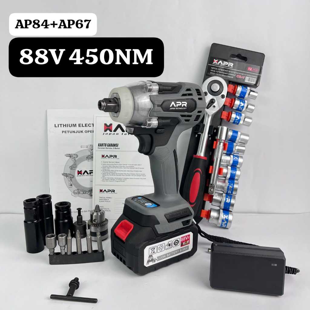 Jual APR Impact Wrench 450NM Facelift Kunci Rachet Sock mesin pembuka ...