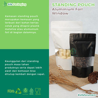Jual Standing Pouch Ziplock Foil Ziplock Window Plastik Klip Full Alumunium Foil Warna Putih ...
