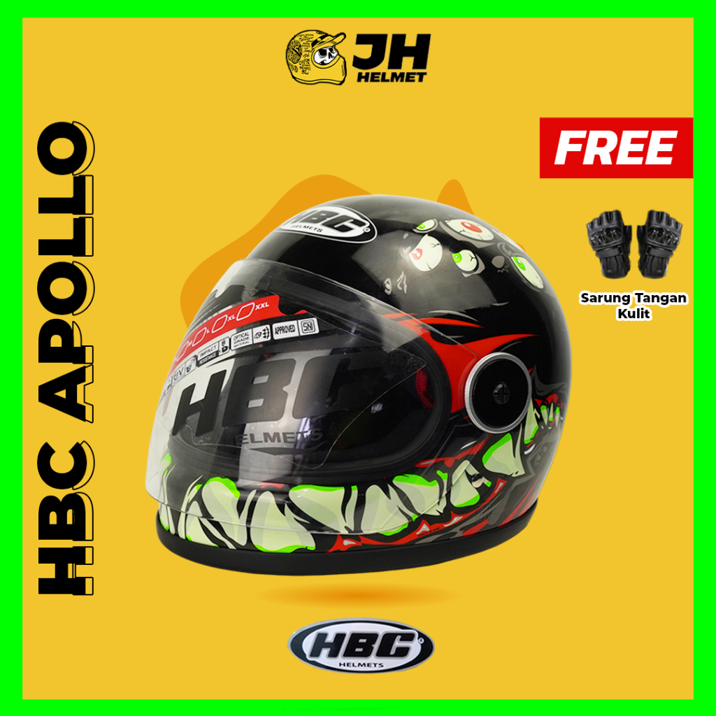 Jual Helm HBC Apollo Motif The Eye | Helm Retro | Full Face | Jual Helm ...