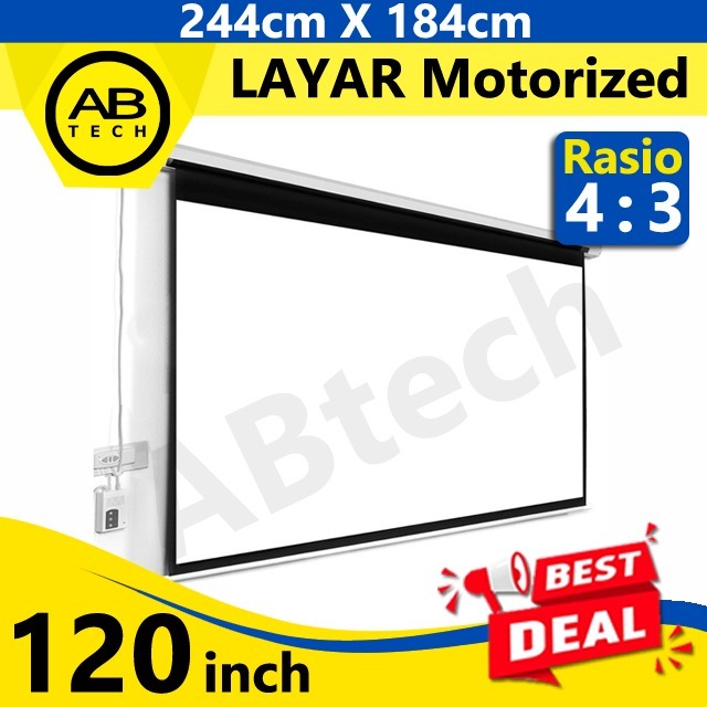 Jual Layar Proyektor Motorized 120 inch Rasio 4:3 - Screen Projector ...