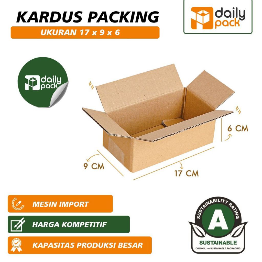 Jual BOX KARDUS PACKING POLOS UKURAN 17X9X6 cm | Shopee Indonesia