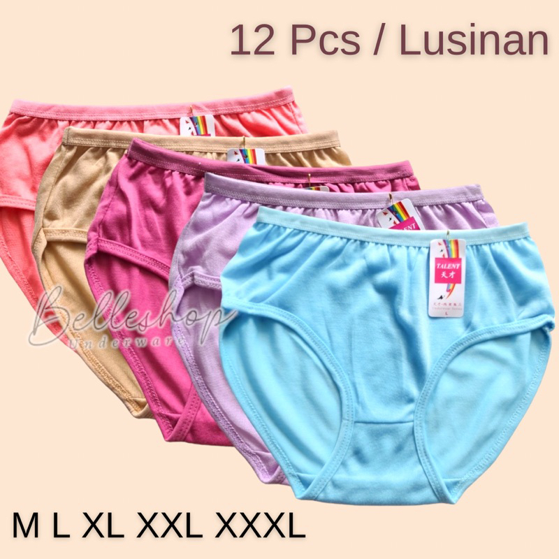 Jual BELLE- 12 PCS CELANA DALAM WANITA REMAJA DAN DEWASA TALENT M,L,XL,3L,4L | Shopee Indonesia