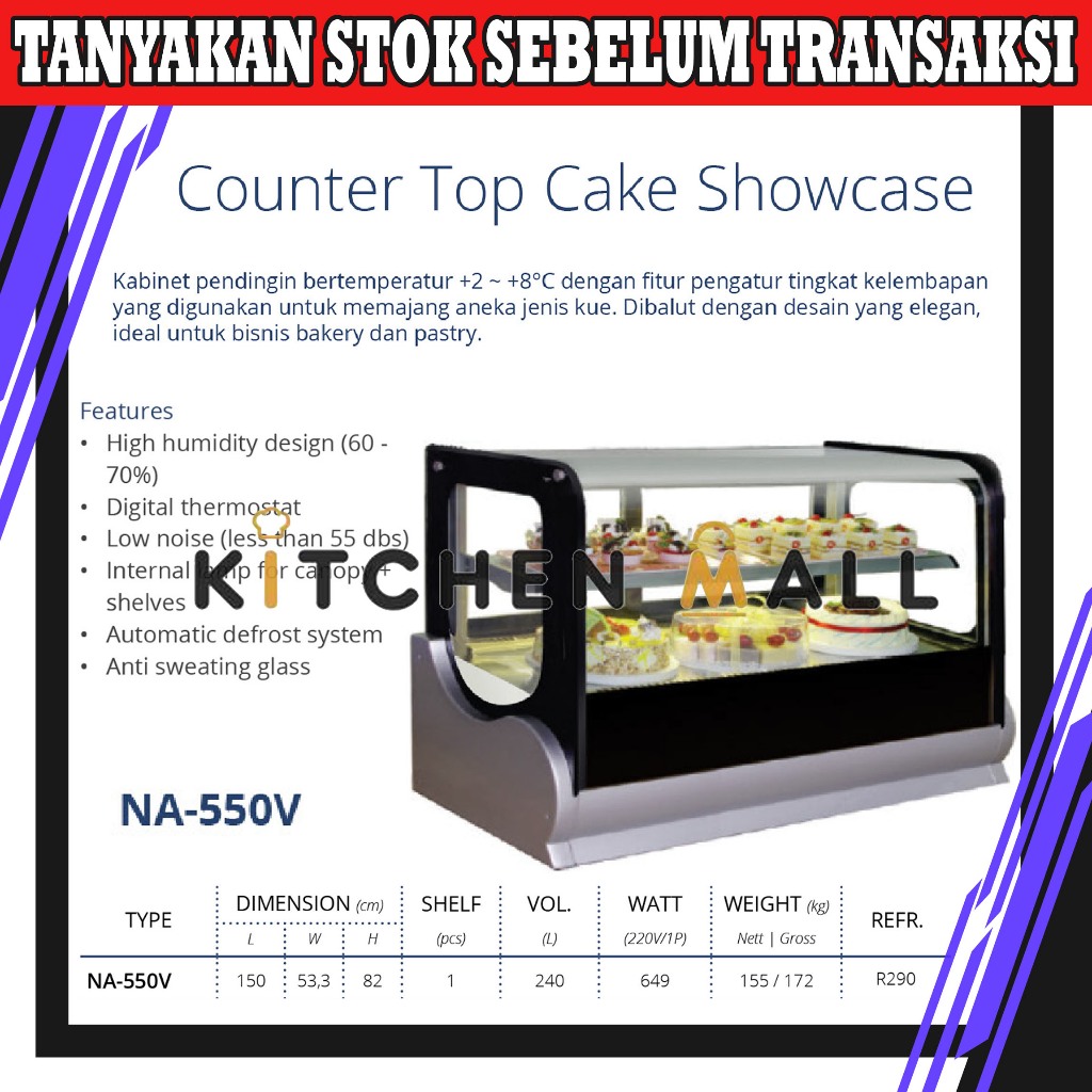 Jual GEA NA-550V Display Kue Portable (Kotak) / Countertop Cake ...