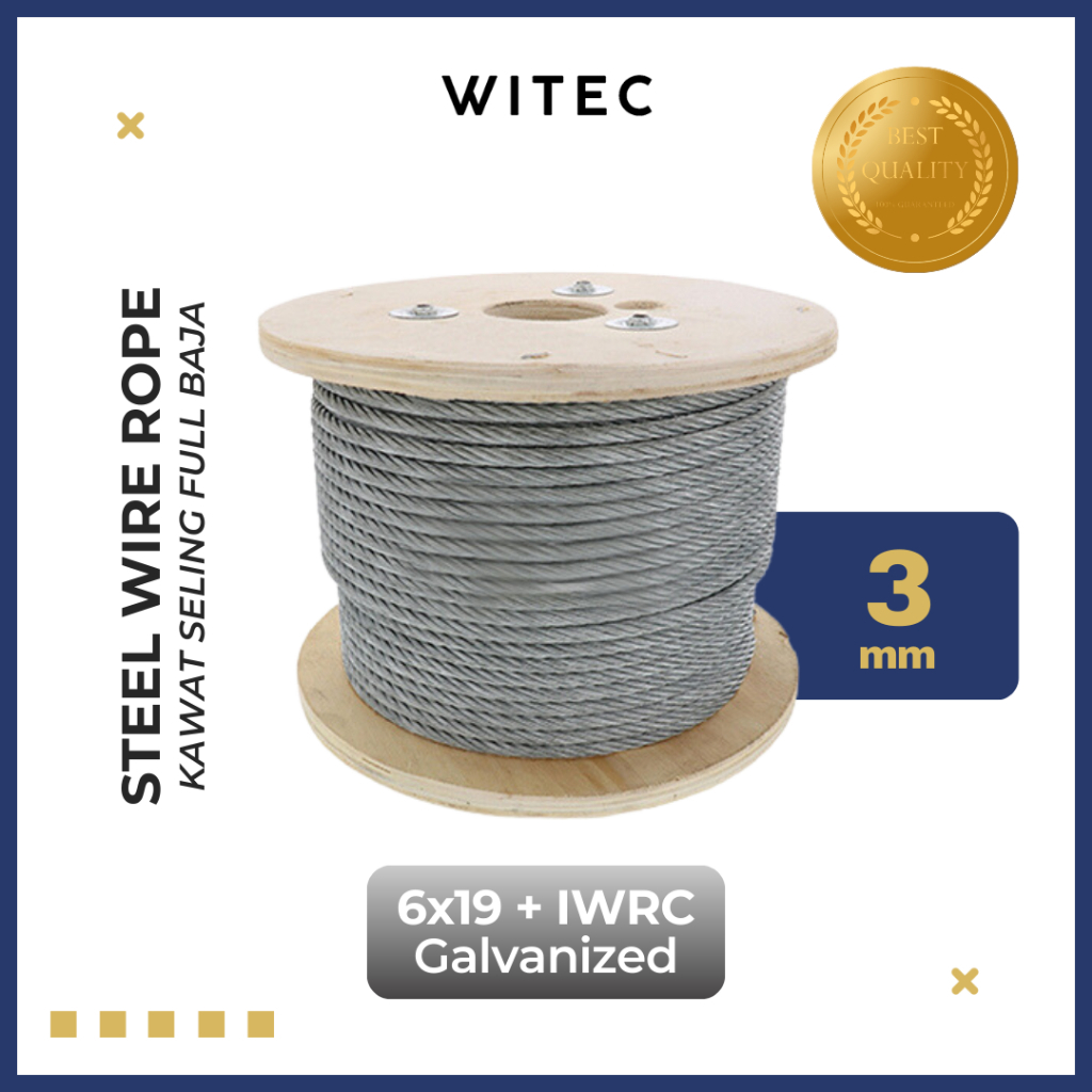 Jual Kawat Seling 3mm 6x19 IWRC Galvanis Full Baja | Wire Rope Galvanized | Shopee Indonesia