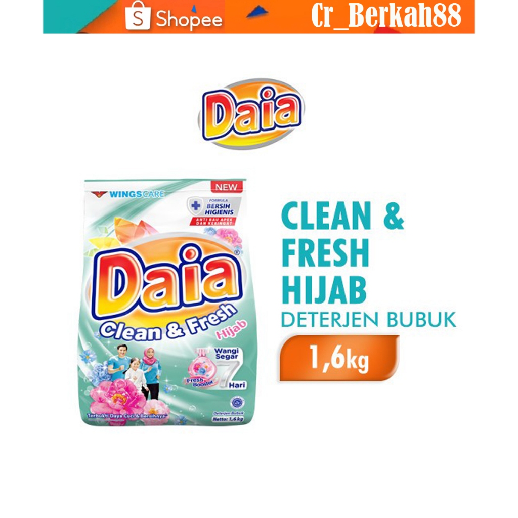 Jual Daia Hijab clean&fresh deterjen bubuk 1,7 kg / Daia deterjen bubuk hijab clean&fresh 1,7 kg ...