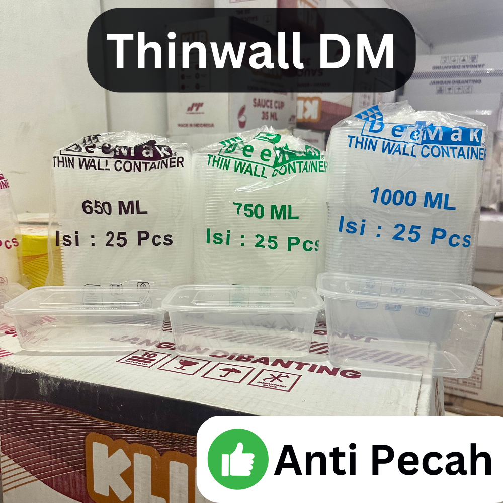 Jual Thinwall DM Persegi Panjang Uk 500, 650, 750, 1000 isi 25pcs / Kotak Makan / Mika Thinwall ...