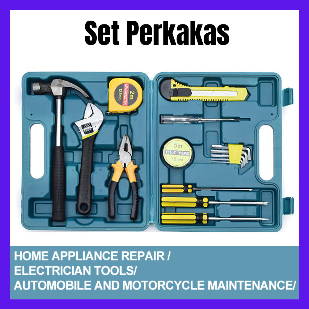 Jual Tool Box 15 in 1 Set Perkakas Palu Tang Obeng Kunci Pas Cutter ...