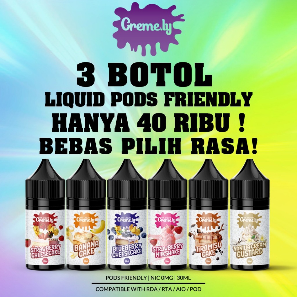 Jual 3 botol Liquid 0mg 30ml - Paket Hemat - creme.ly | Shopee Indonesia