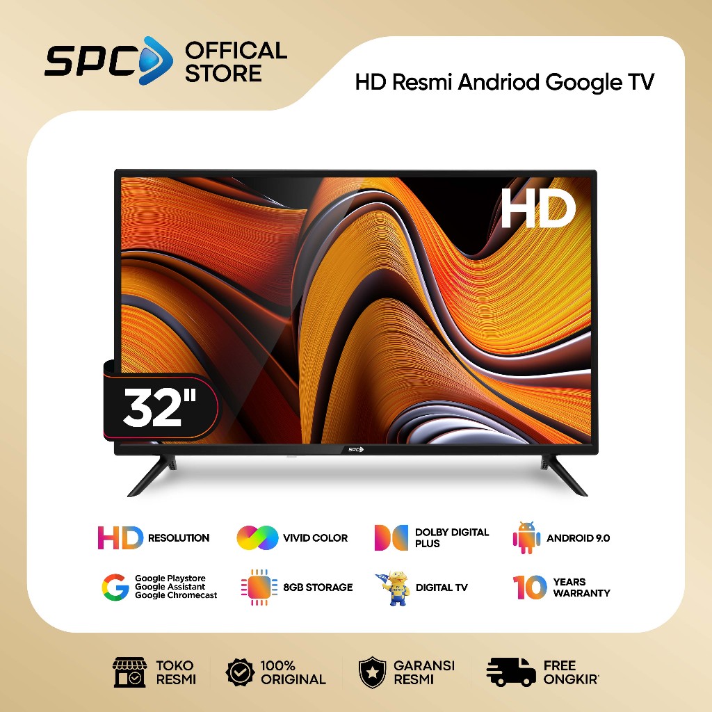 Jual SPC ST-32 Smart TV HD 32 inch Resmi Android Google TV Code C | Shopee Indonesia