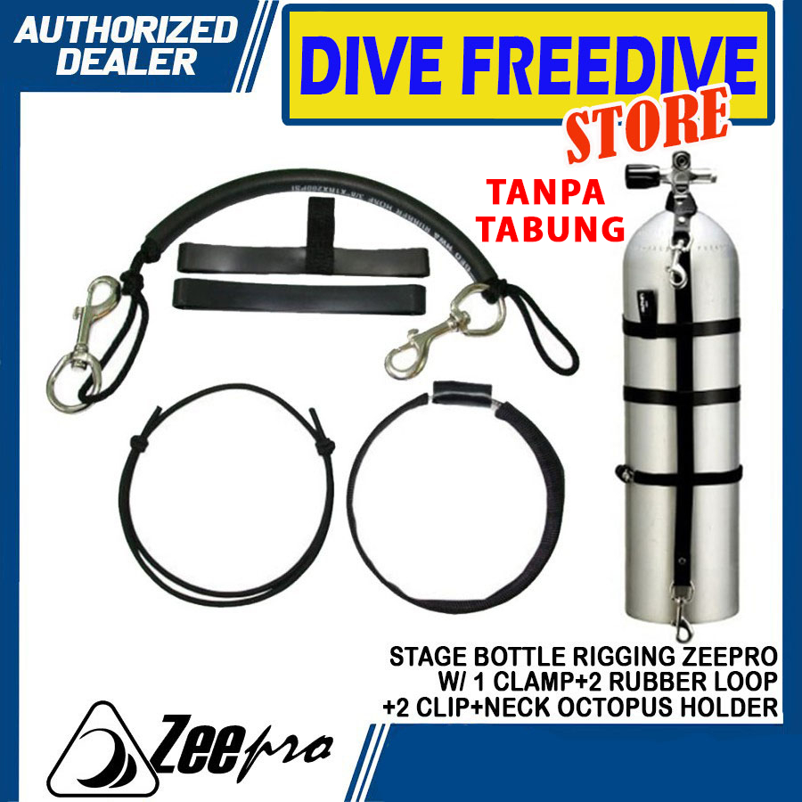Jual Stage Bottle Tank Rigging Zeepro Diving Sidemount Rubber Tabung Selam 80 cuft Set Kit ...