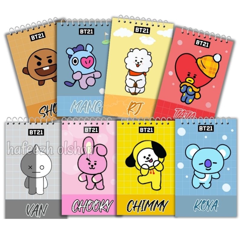 Jual Buku Catatan Notebook Notes Notepad Spiral KPOP Karakter BTS BT21 ...