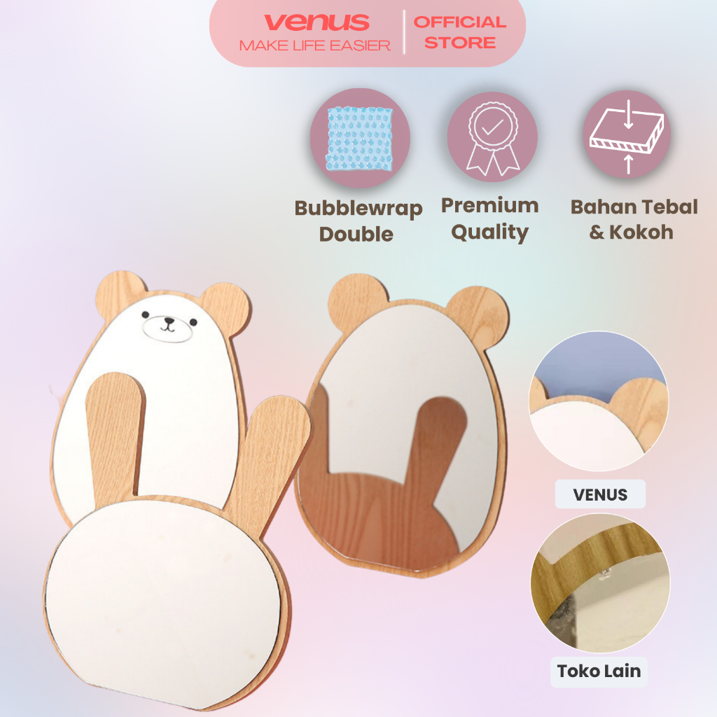 Jual VENUSJKT - Cermin Kaca Rias Aesthetic Kayu Mini Standing Model ...
