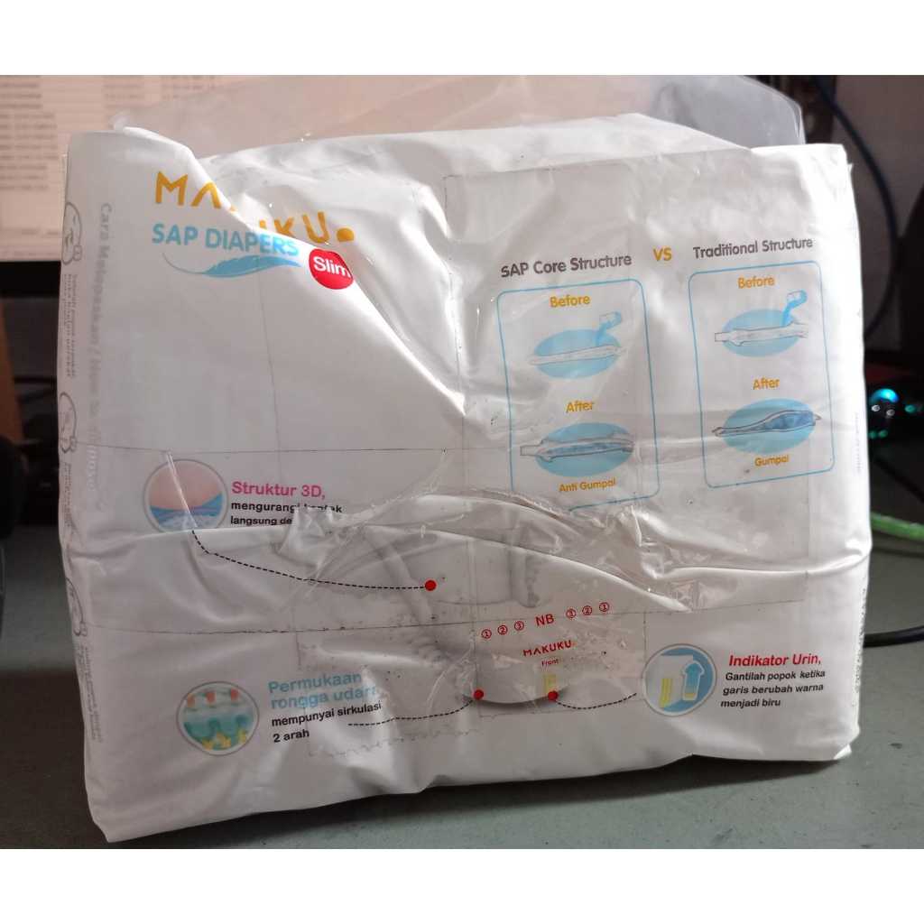 Jual MAKUKU SAP DIAPERS SLIM TAPE NB28 S38 PANTS M32 L34 XL32 XXL28 ...