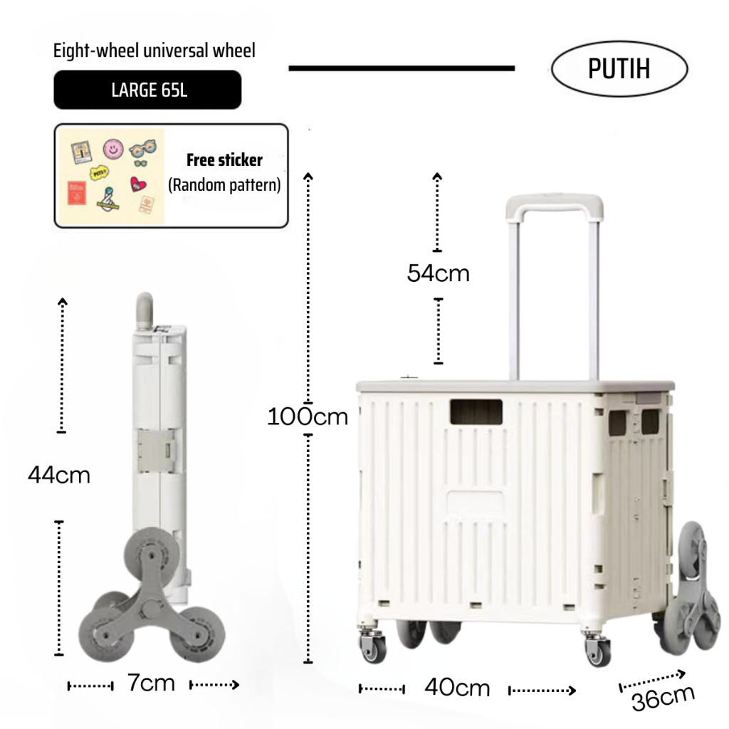 Jual Trolley Belanja Tangga 45L 65L Keranjang Pakaian Trolly Lipat Pet ...