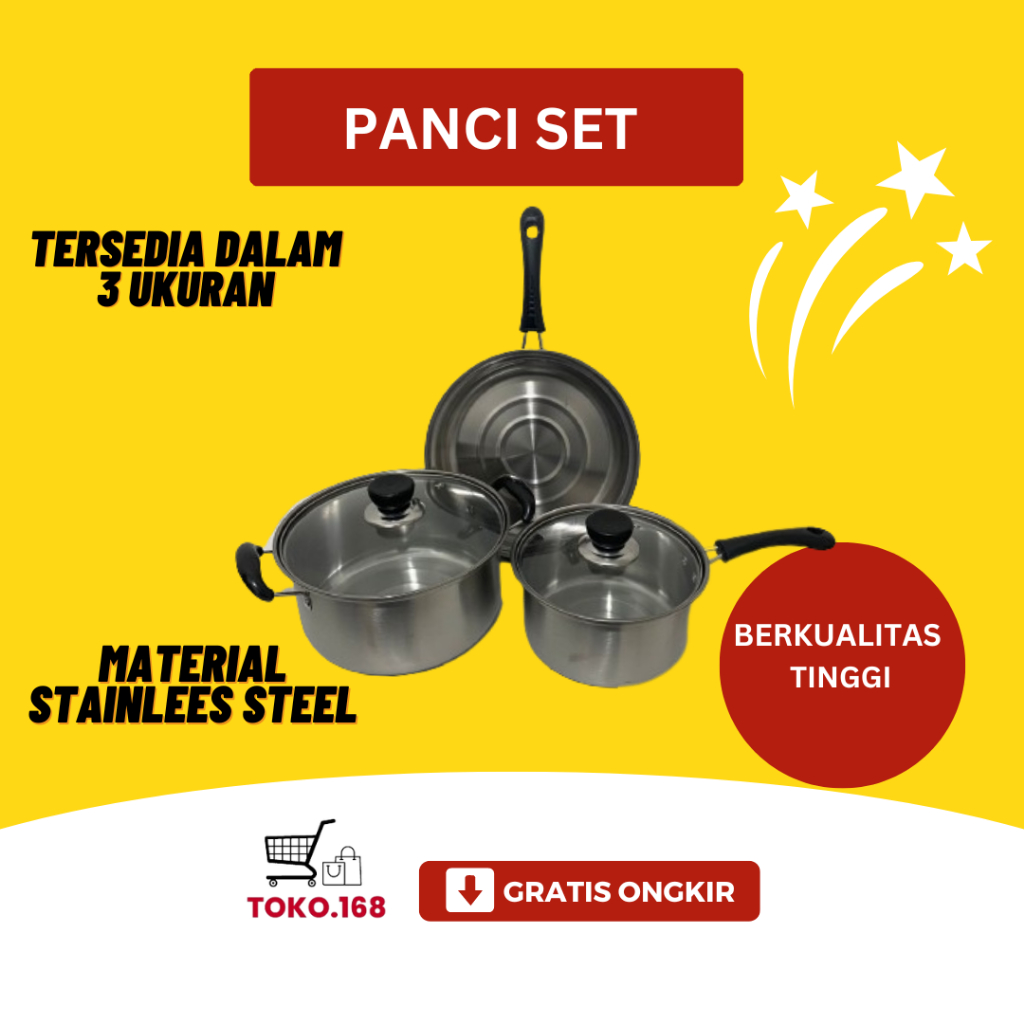 Jual Cookware / Panci Set 3 in 1 / Panci Set / Wajan / Teflon | Shopee ...