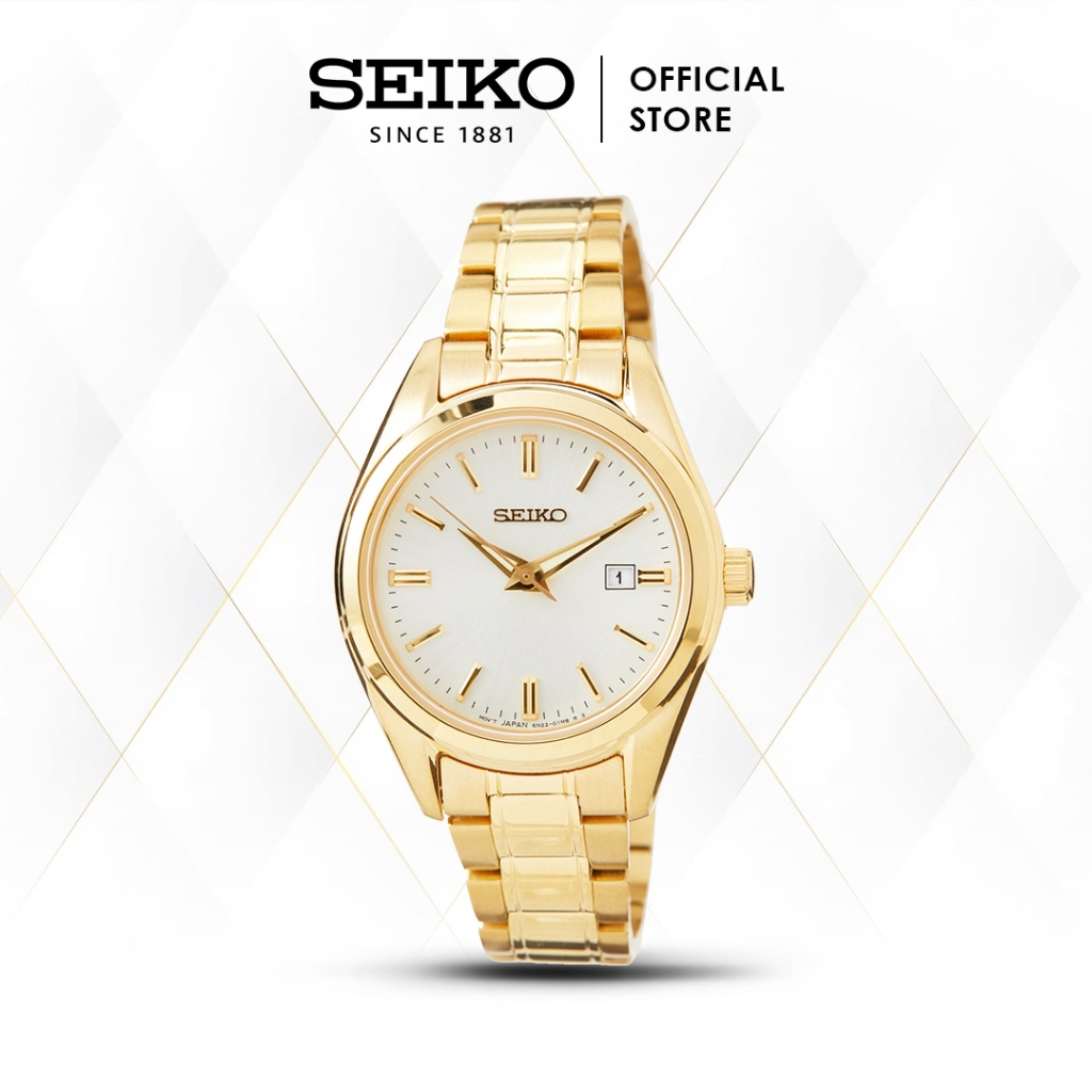 Jual Jam Tangan Wanita Seiko Dress Watch SUR632 SUR632P1 Gold Sapphire ...