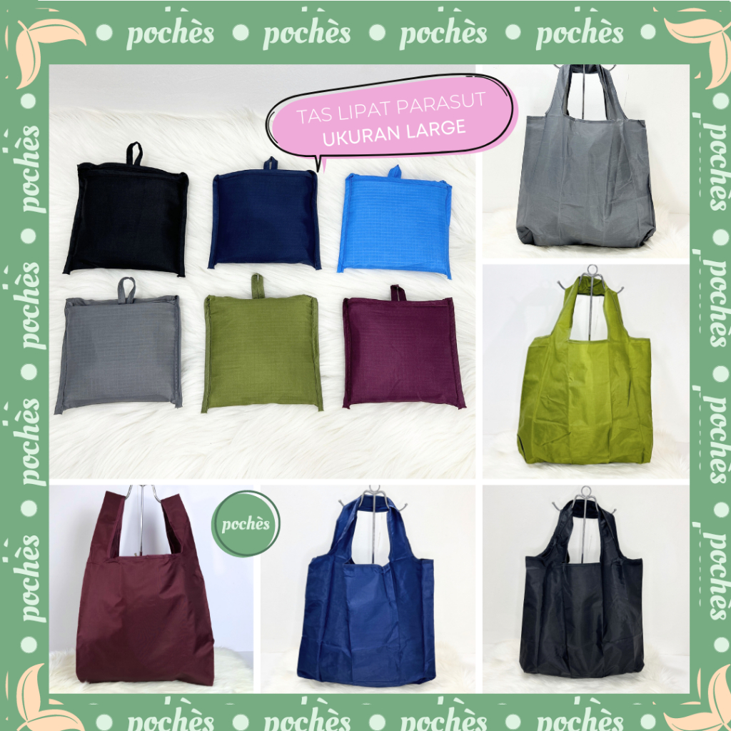 Jual TAS BELANJA LIPAT PARASUT POLOS 6 WARNA UKURAN JUMBO | Shopee ...