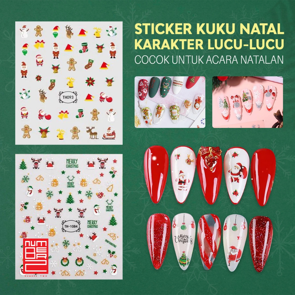 Jual Sticker kuku tempel plasitk bening edisi natal christmas aesthetic ...