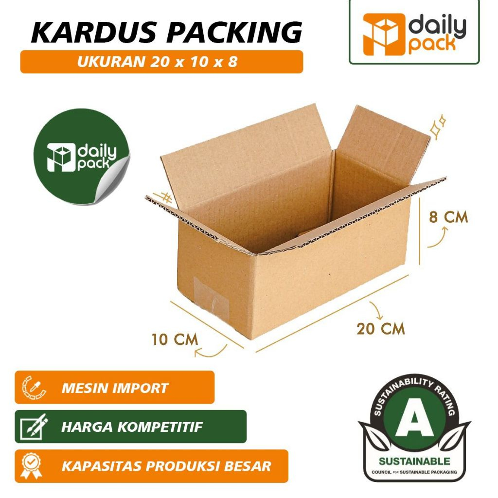 Jual Kardus Dus Packing Polos Box Ukuran 20x10x8 | Shopee Indonesia