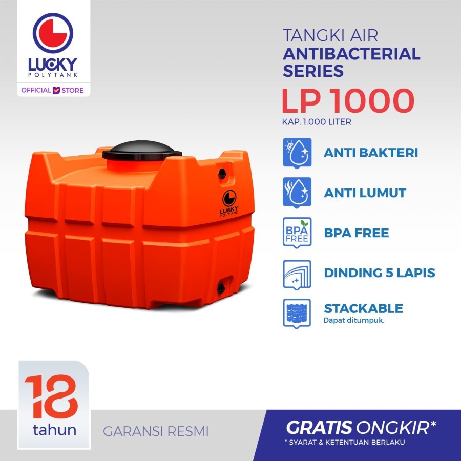 Jual Tangki Air Kotak Lucky Polytank LP 1000 Toren Air persegi Tandon ...