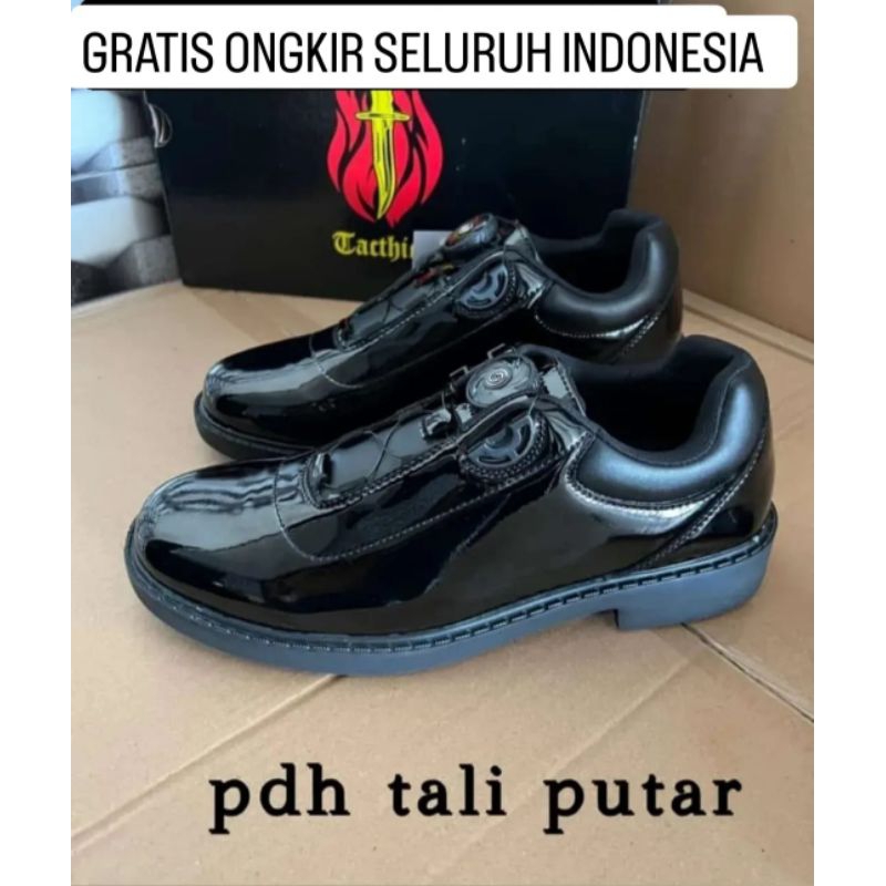 Jual BER GRANSI STOK READY TERMURAH SEPATU PDH TALI PUTAR KULIT ASLI ...