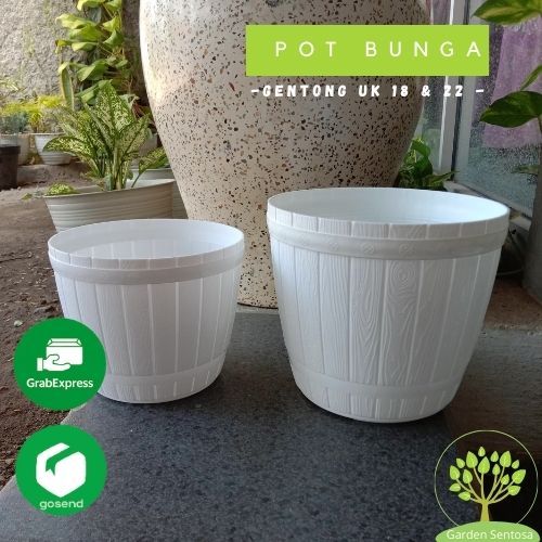 Jual [LV 01]Pot Bunga Plastik Lovenia Gentong Kayu Ukuran 12, 18, 22 ...