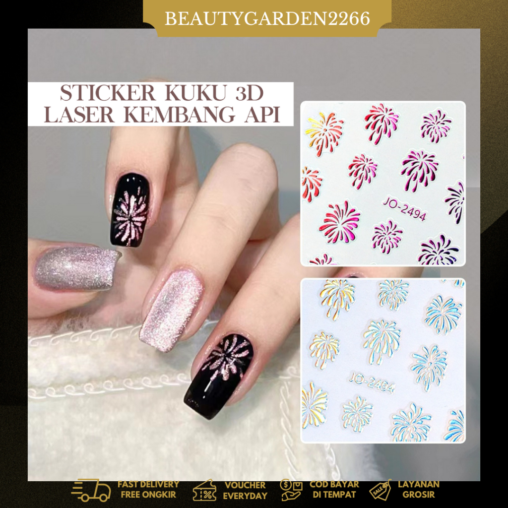Jual [ COD ] Stiker Kuku 3D Motif Fireworks /Sticker Fireworks Bunga ...