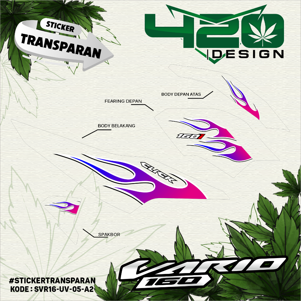 Jual STIKER STRIPING TRANSPARAN UV VARIO 160 TAHUN 2022 MOTIF API HOTWHEELS RAINBOW - SVR16-UV ...
