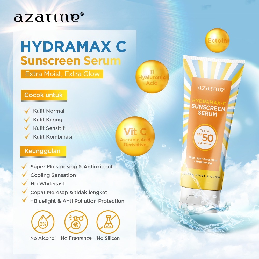 Jual AZARINE SUNSCREEN SERIES - Gel SPF 45 | Ceraspray SPF 50 | Serum ...
